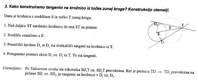 Kako konstruiramo tangento na krožnico iz točke zunaj kroga ...
